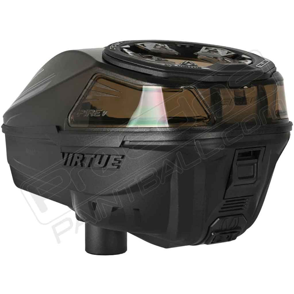 Virtue Spire V Paintball Hopper - Dust Smoke Black — Pro Edge Paintball