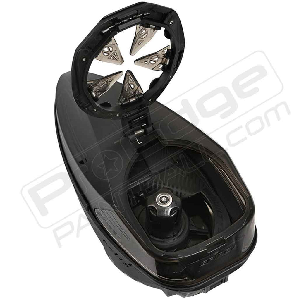 Virtue Spire V Paintball Hopper - Dust Smoke Black — Pro Edge Paintball